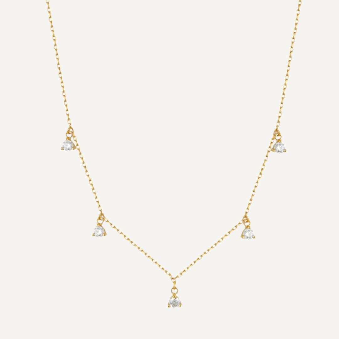 Clear Gemstone Drop Necklace Gold or Silver | Teall Jewellery Perth WA